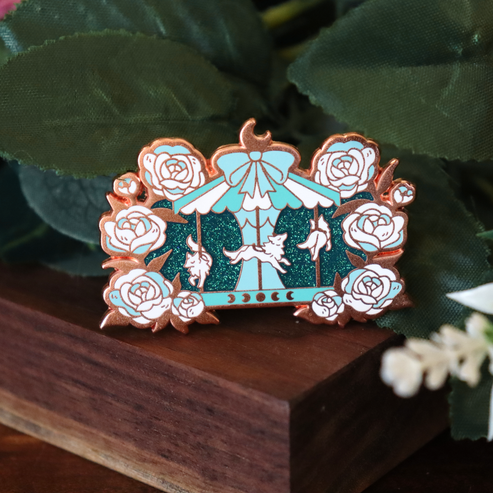 Wolf Carousel Pin – SleepingWolvesArt